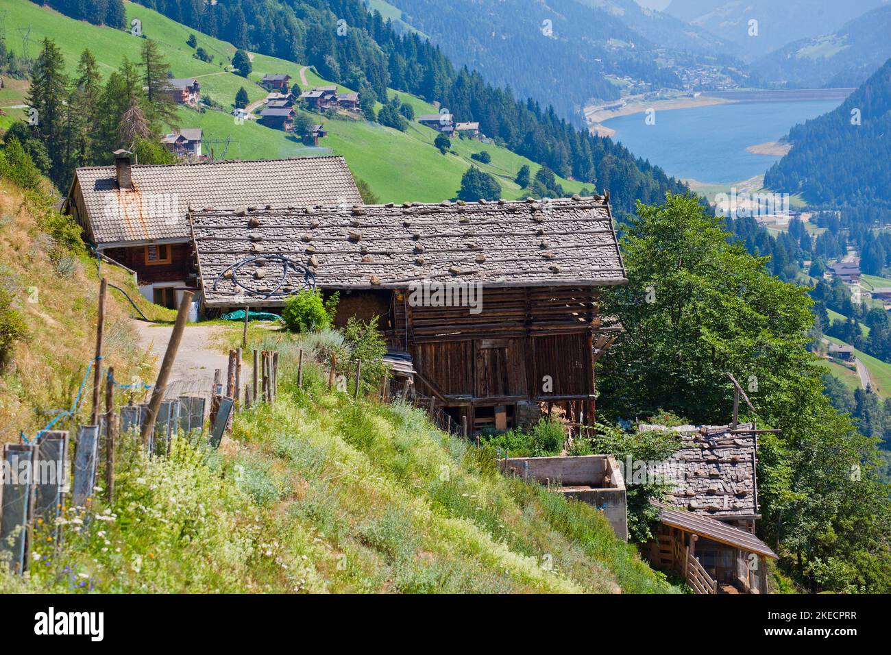 scattered on the steep slope are the mountain farms in the South ...