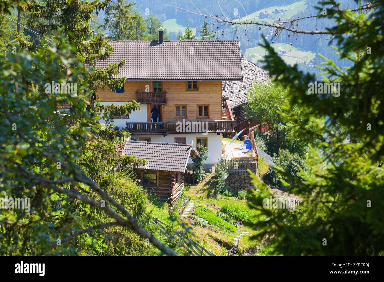 new mountain farmhouse built on a steep slope in the South Tyrolean ...