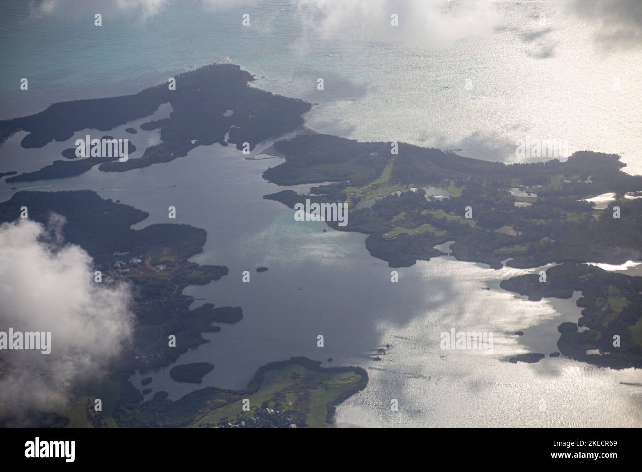 Beautiful scenery through the window of plane. soft fluffy clouds ...