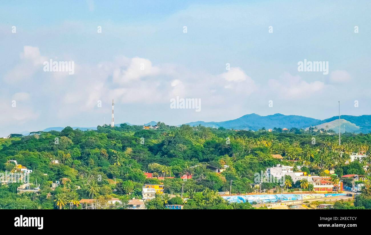 Beautiful city and seascape landscape panorama and view of Zicatela ...