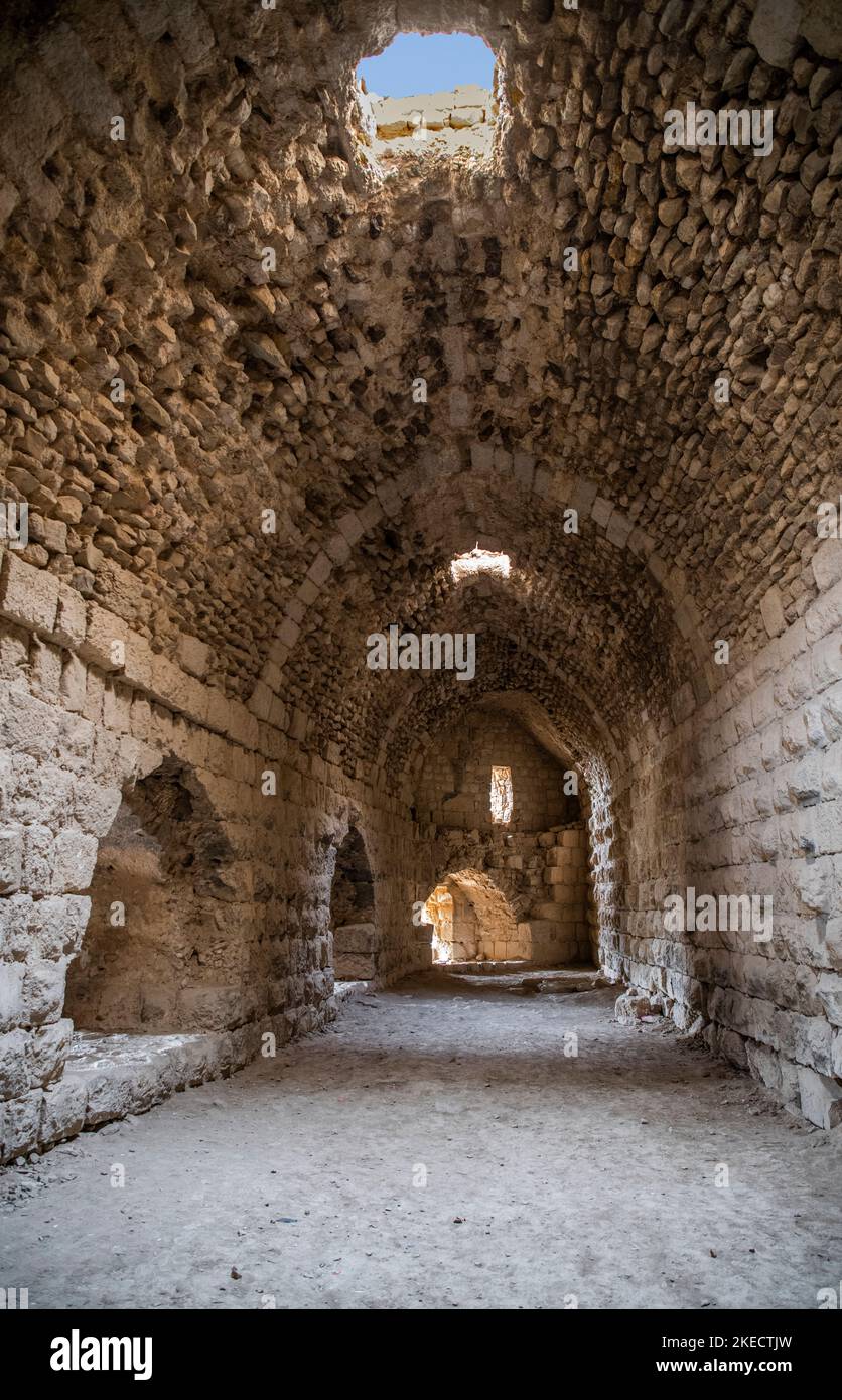 Interior vaulted ceiling 12th century Kerak Crusader Castle Jordan ...