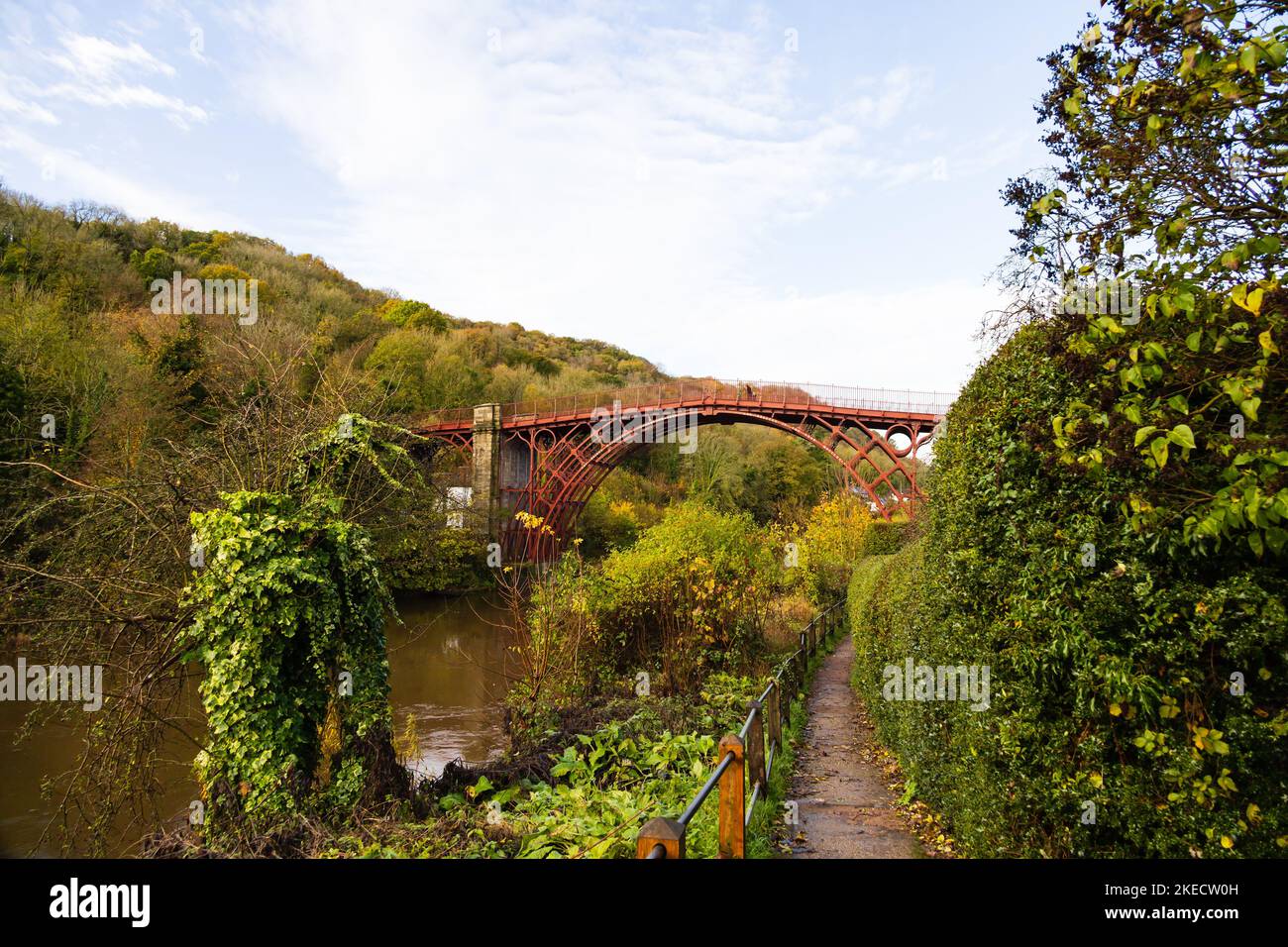 The historic Iron Bridge over the River Severn at Ironbridge Shropshire ...
