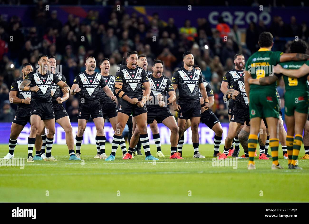 New Zealand perform a Haka in front of the Australias team before the ...