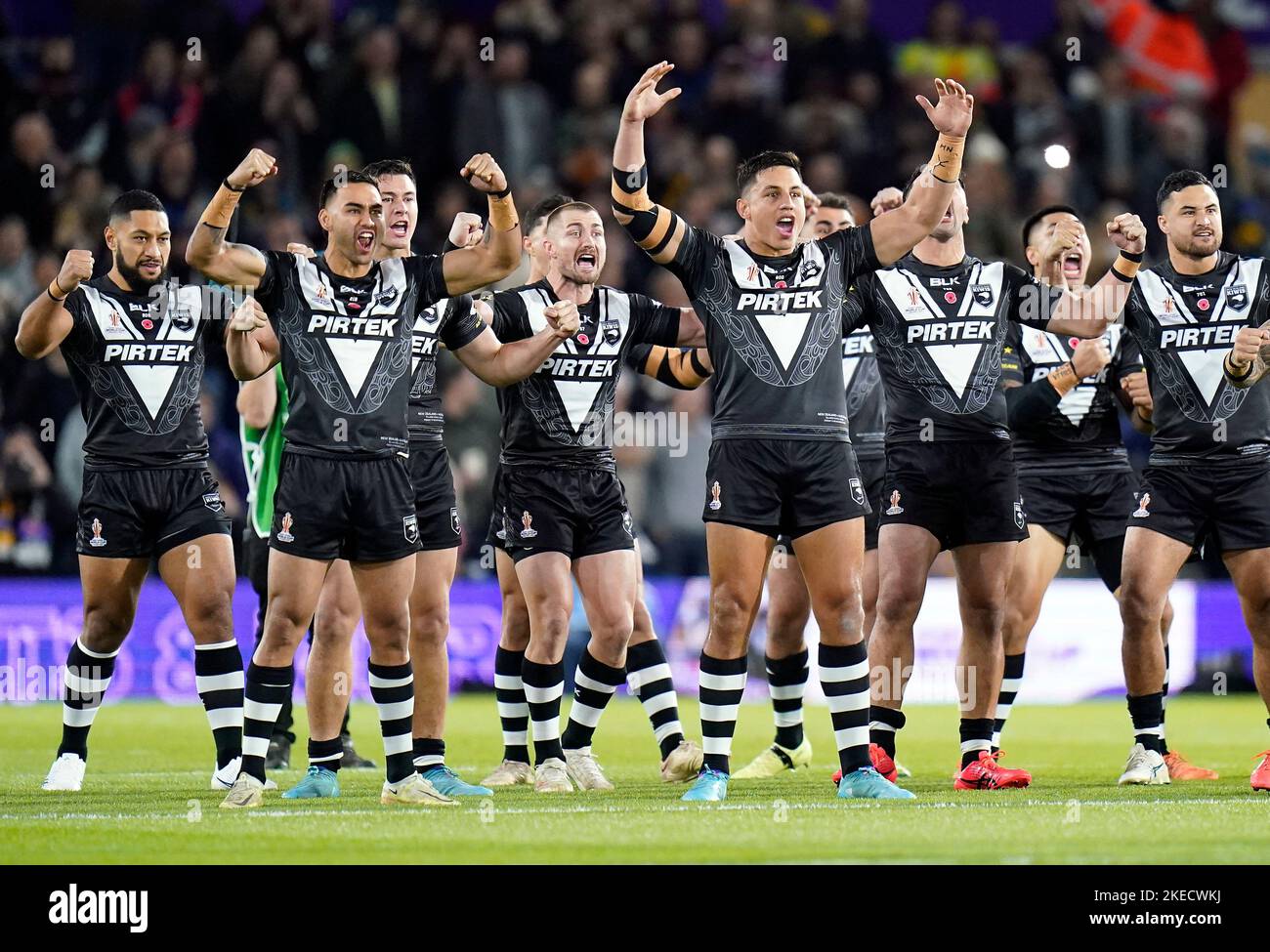 New Zealand perform a Haka in front of the Australias team before the ...