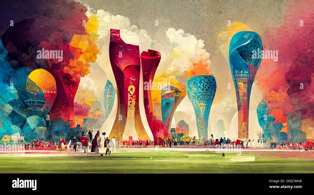 illustration of the soccer world cup in qatar 2022 Stock Photo - Alamy