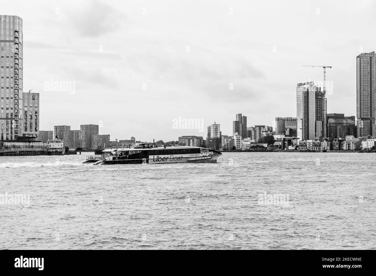 london river bus. An uber thames clipper on the river thames with 02 ...