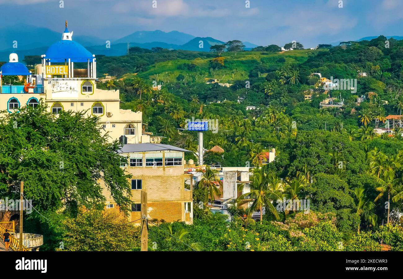 Beautiful city and seascape landscape panorama and view of Zicatela ...