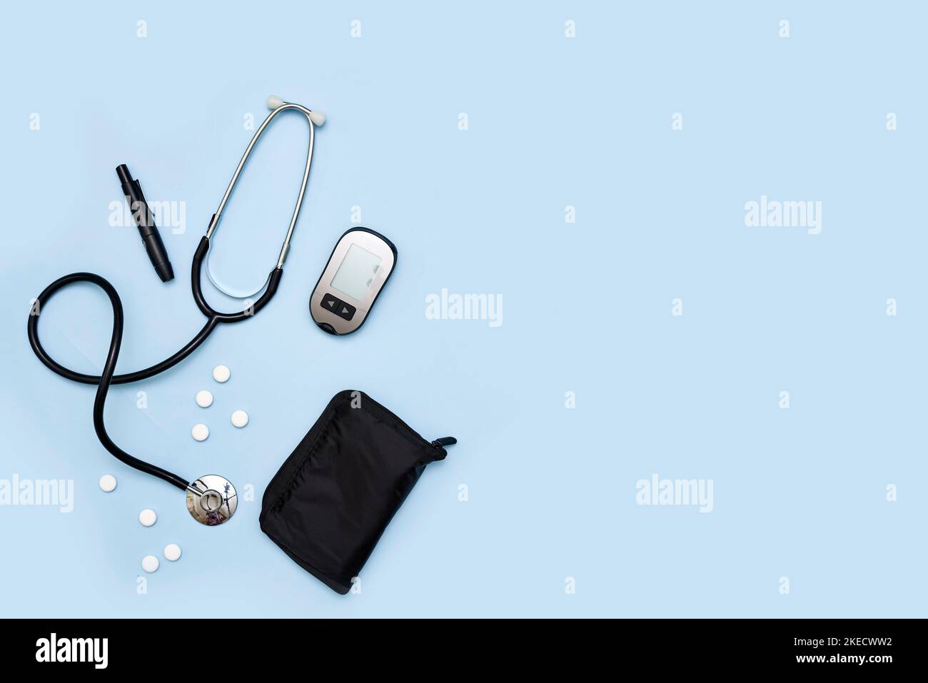 a doctor's ste and other medical equipment on a light blue background ...