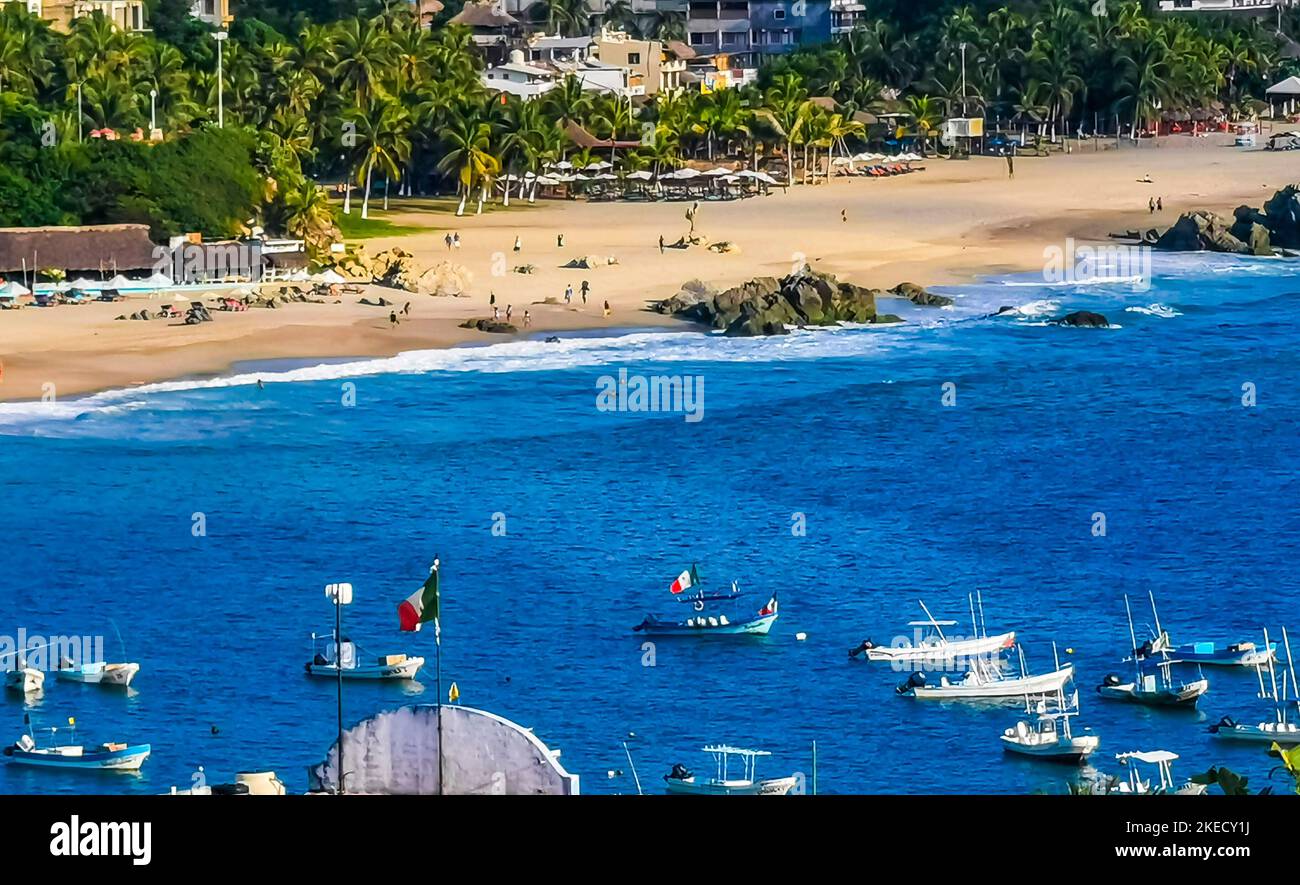 Beautiful city and seascape landscape panorama and view of Zicatela ...