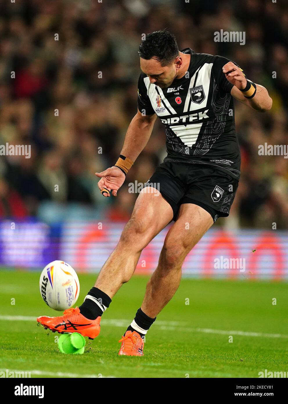 New Zealand's Jordan Rapana scores his side's first conversion of the ...