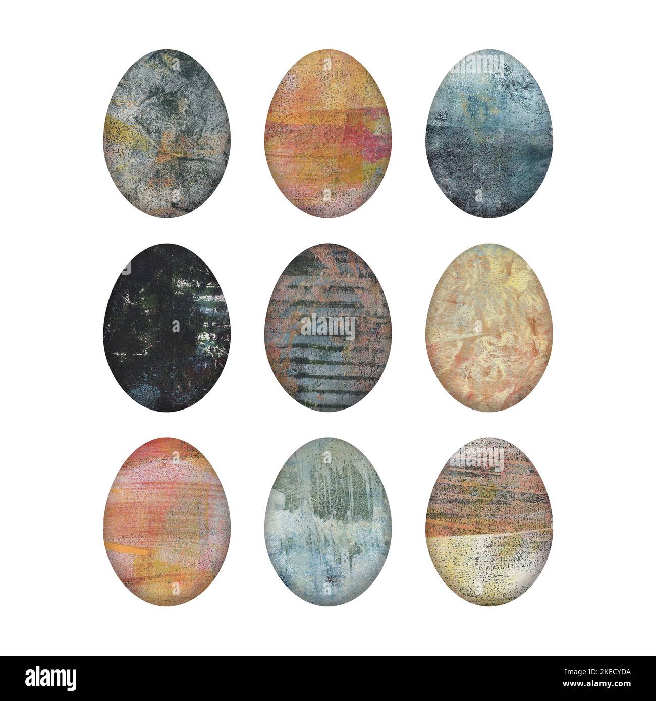 Set of textured oval shapes isolated on white background Stock Photo ...