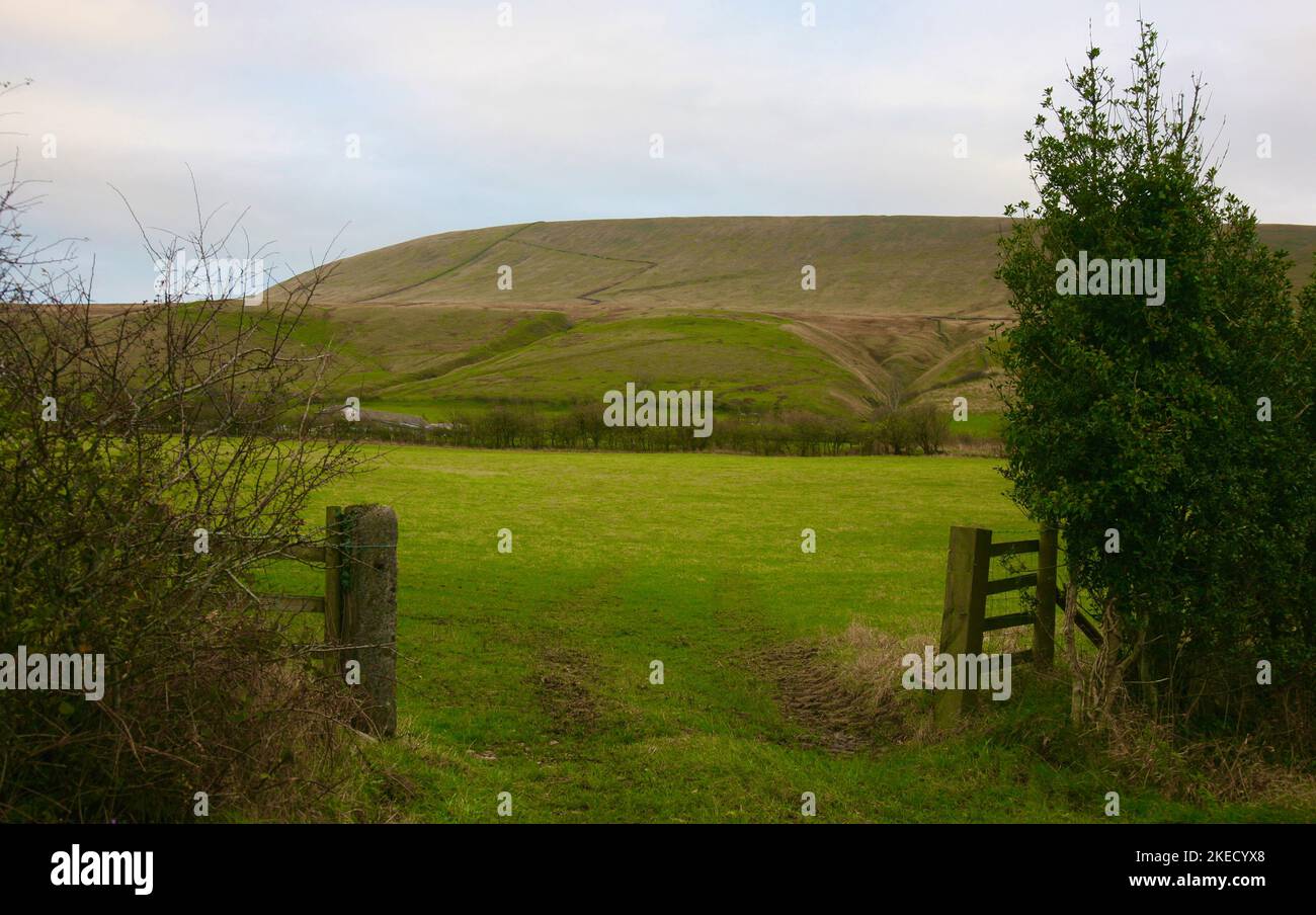 A view of Pendle Hill from the village of Worston, Clitheroe ...