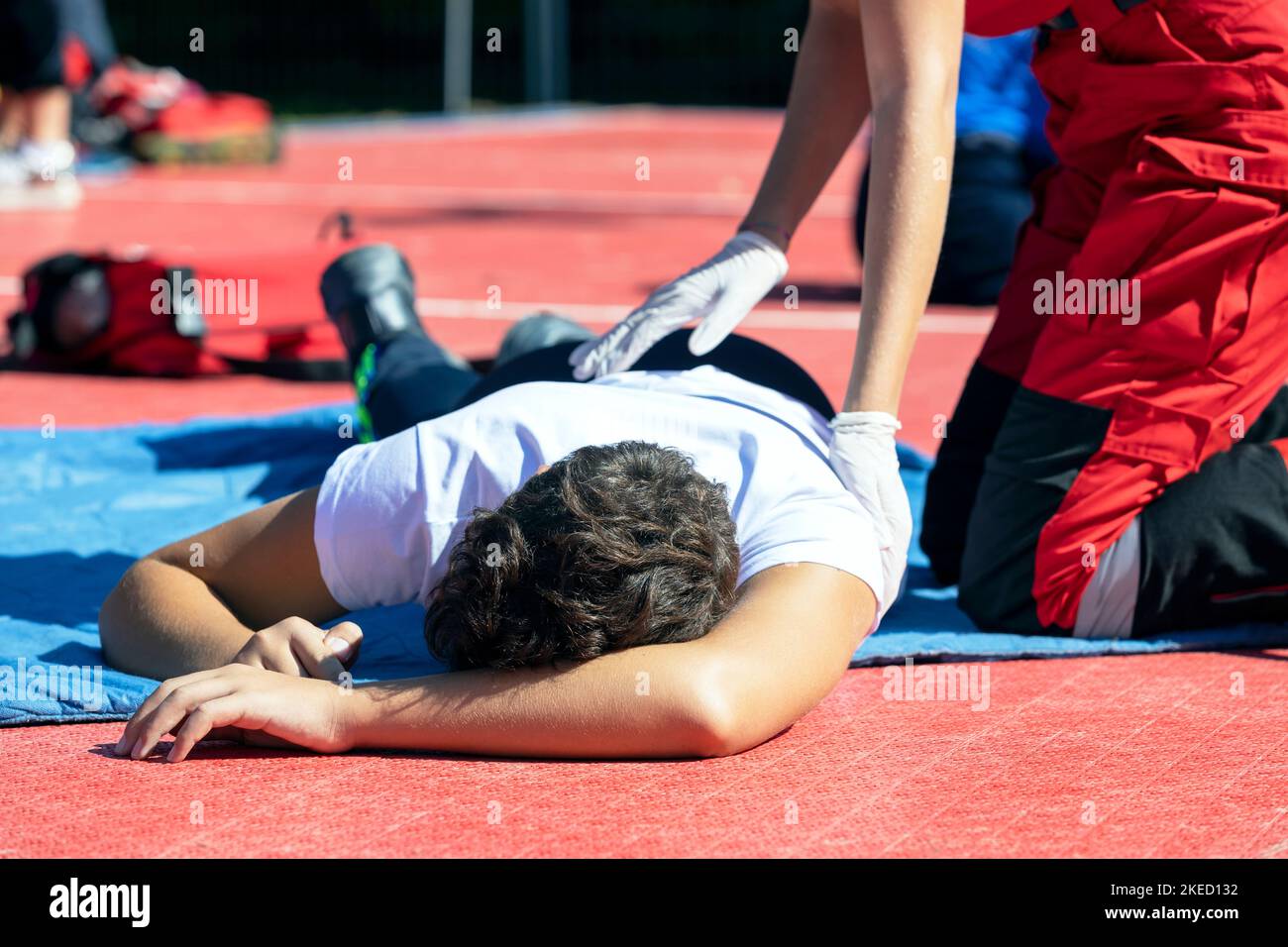 First aid after sports accident Stock Photo - Alamy