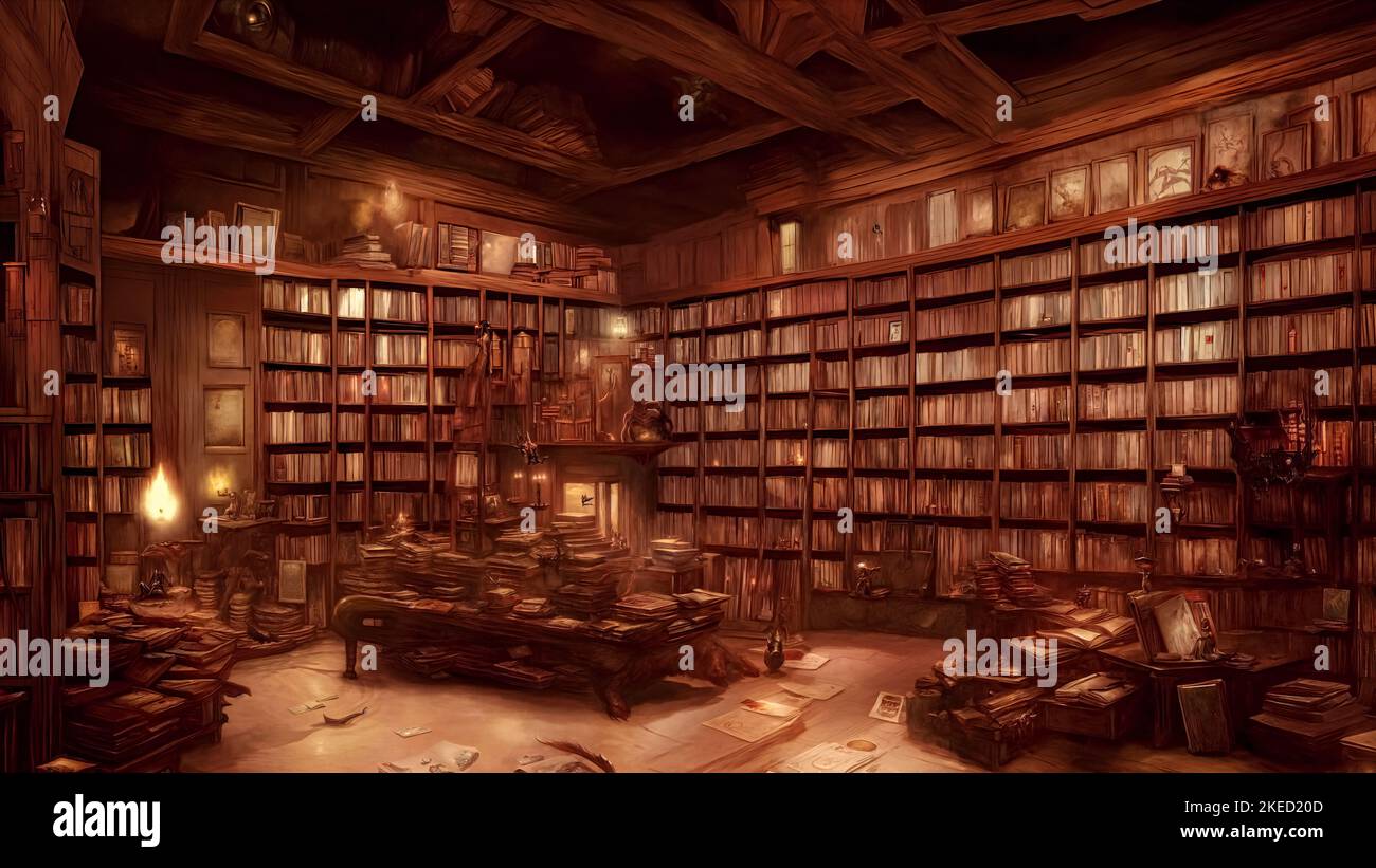 beautiful old fantasy library Stock Photo - Alamy