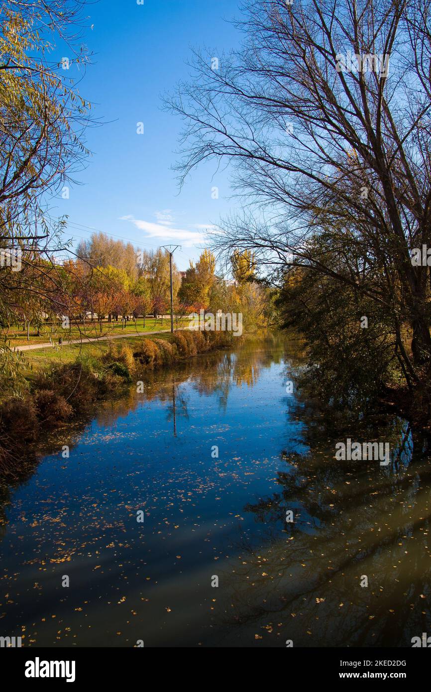 An autumn landscape with trees and a river Stock Photo - Alamy