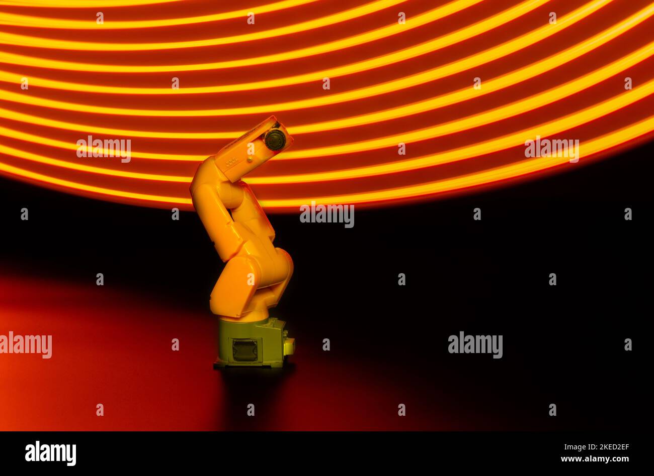 Technical model of a robot with lightpainting in background Stock Photo ...
