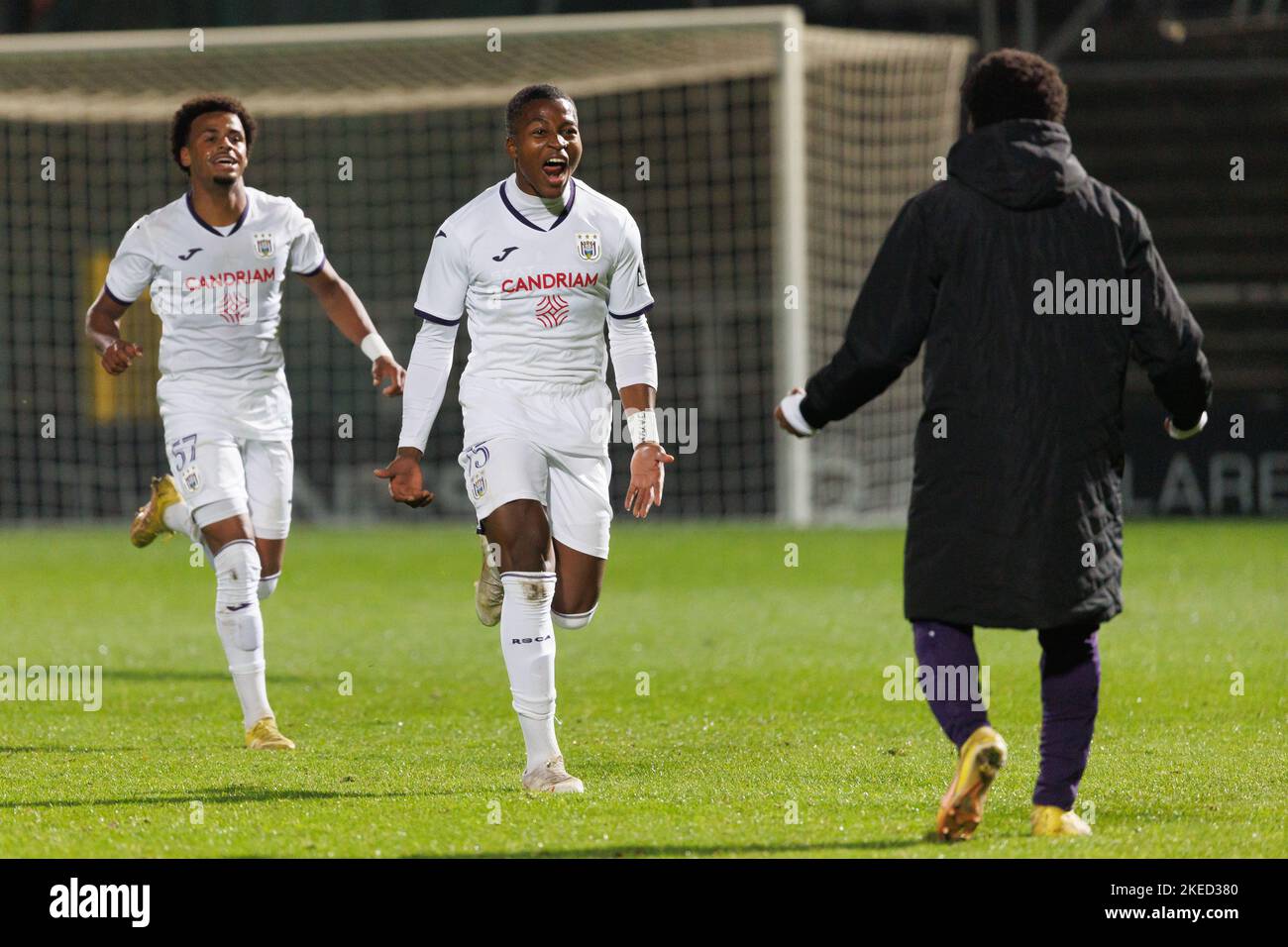 RSCA Futures' Simion Michez celebrates after scoring during a soccer ...