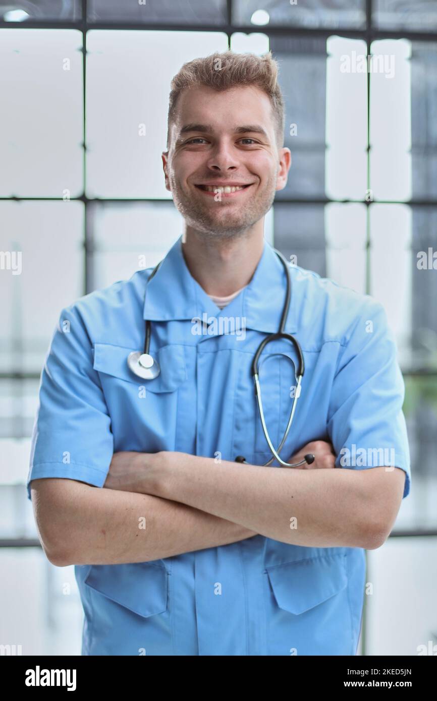 Young Doctor on the Job working Volunteer at the hospital Stock Photo ...