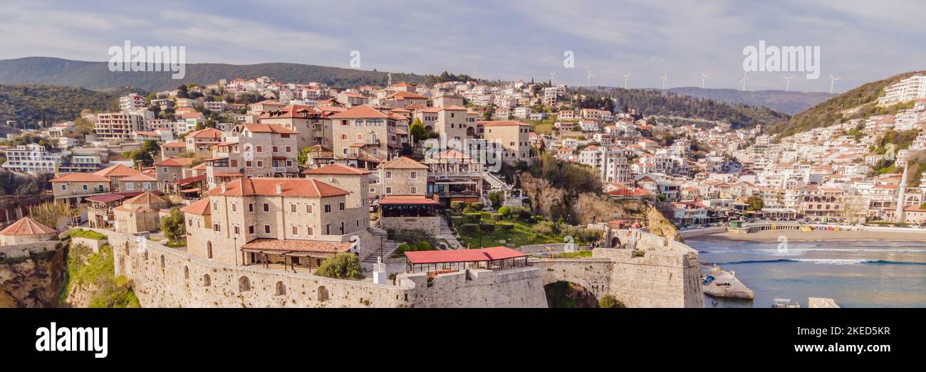 BANNER, LONG FORMAT Amazing view on Ulcinj town in Montenegro. Clock ...