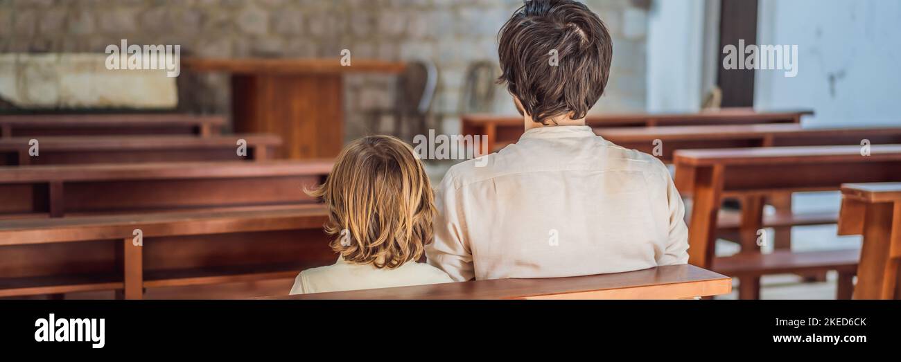 BANNER, LONG FORMAT Christian dad tells his son Bible stories about ...