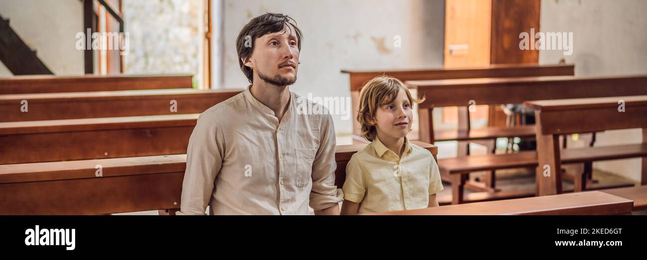 BANNER, LONG FORMAT Christian dad tells his son Bible stories about ...