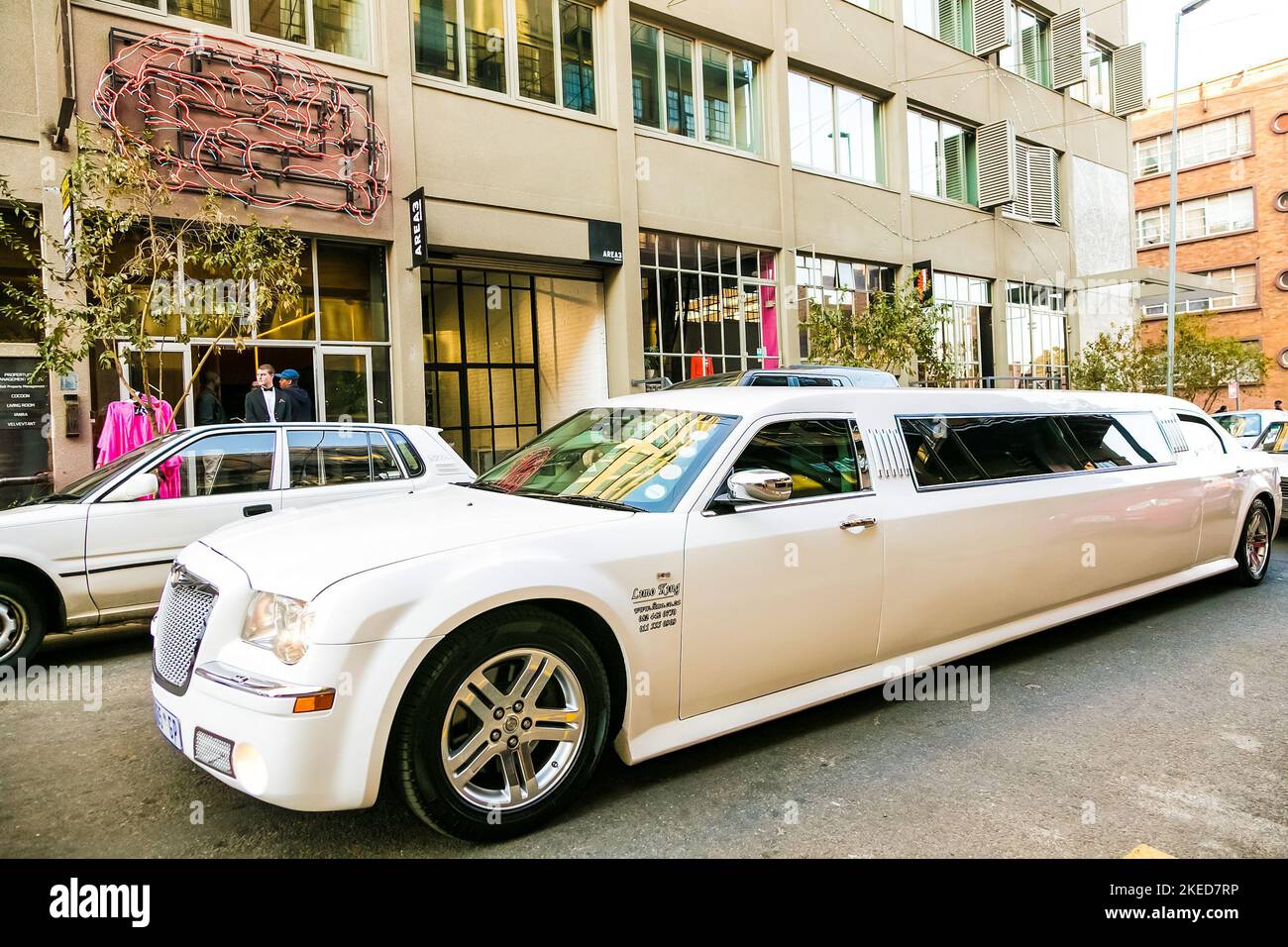 A white limousine arriving outside a nightclub in Johannesburg, South ...