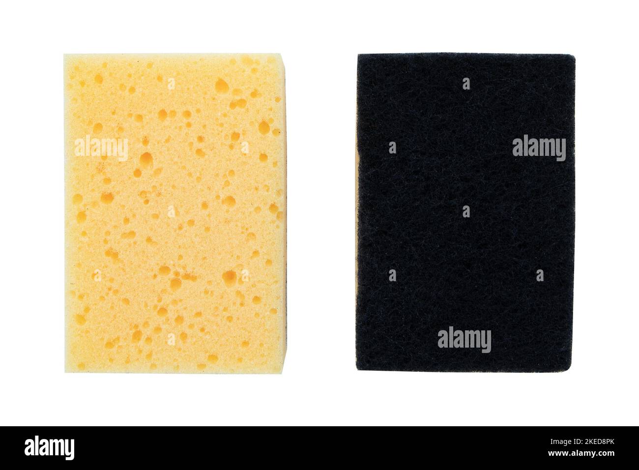 yellow foam rubber sponge for dishwashing isolated on white background ...