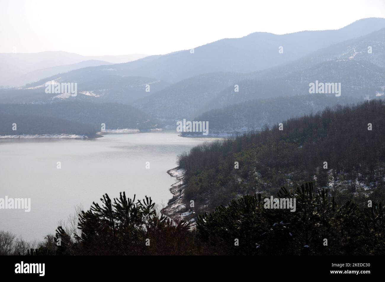 Gökçe Dam Lake, located in Yalova, Turkey, is an important tourist area ...