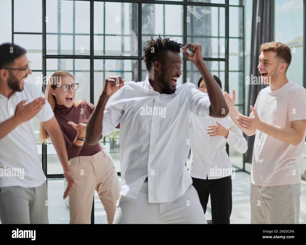 Working together on project. Team building concept. Office life Stock ...