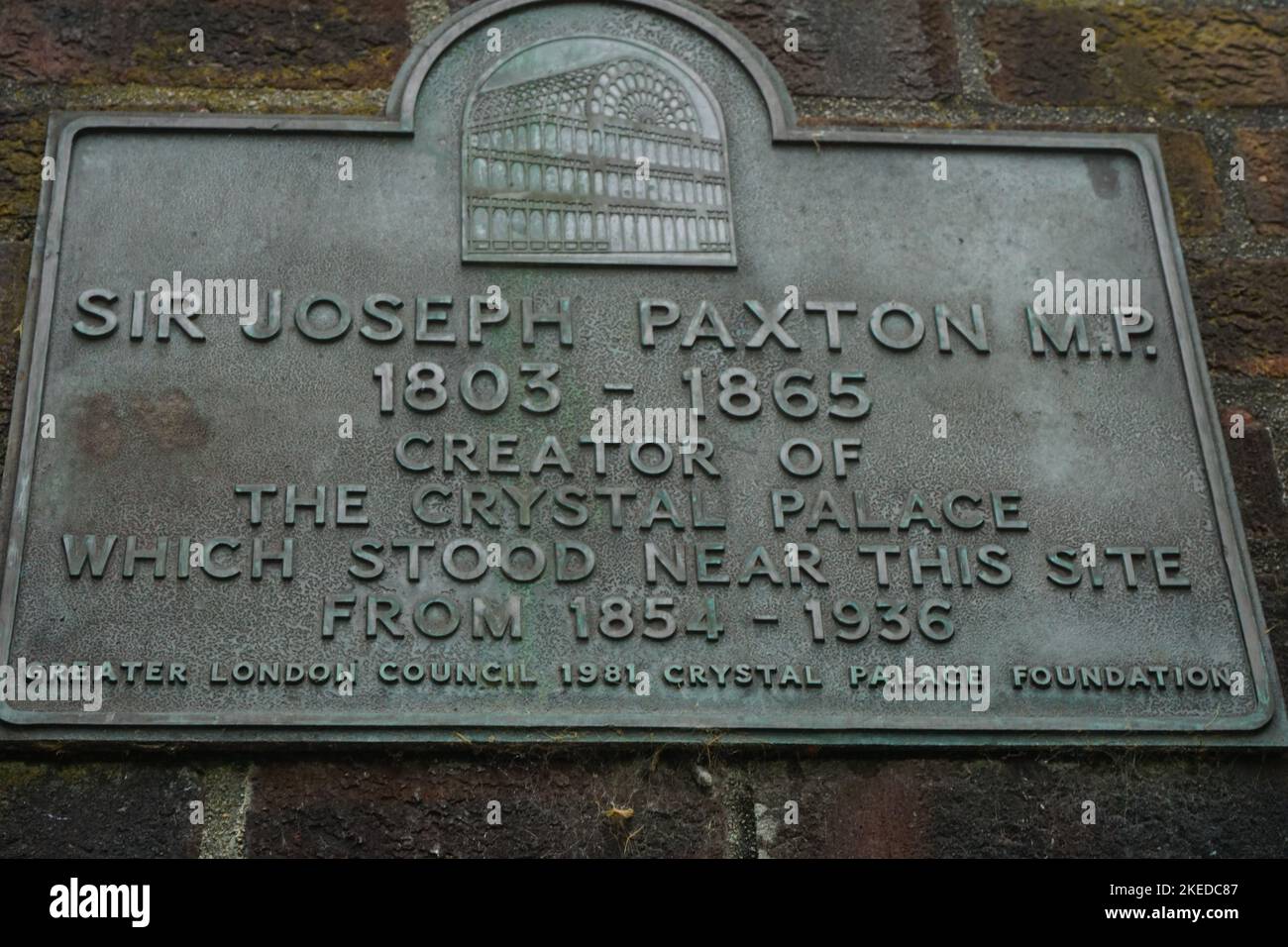 Information board under the sculpture of Sir Joseph Paxton MP at ...