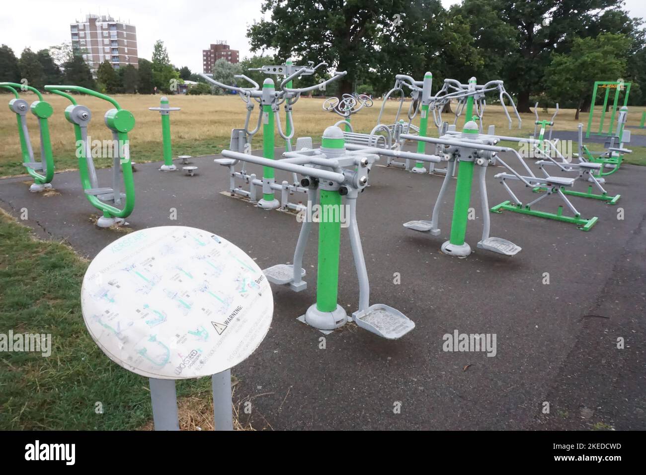 A public gym at Roe Green Park in Kingsbury, London, England, U.K Stock ...