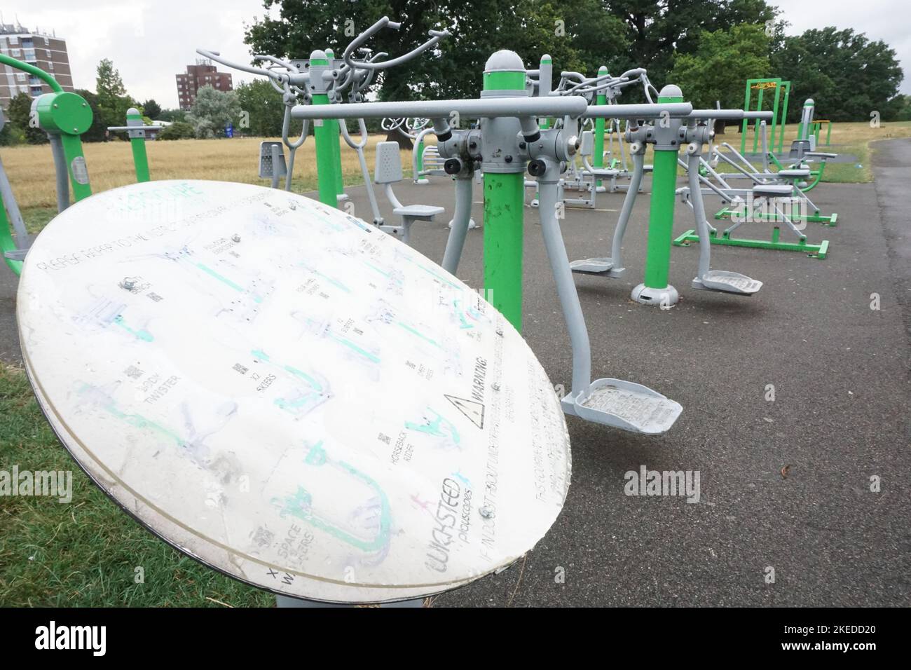 A public gym at Roe Green Park in Kingsbury, London, England, U.K Stock ...