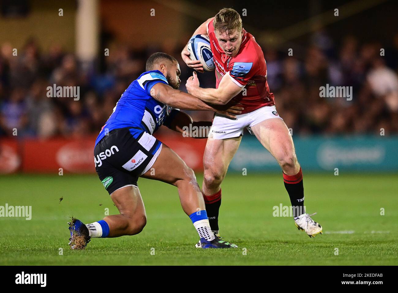 Bath, Somerset, UK. 11th Nov 2022. Harry Potter of Leicester Tigers ...