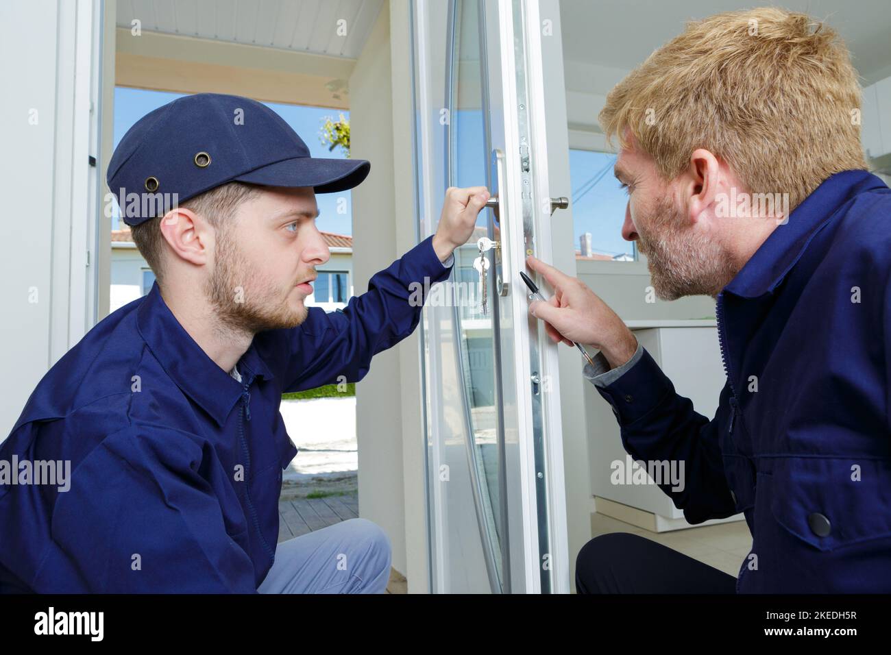pvc installation apprentice having lesson Stock Photo - Alamy