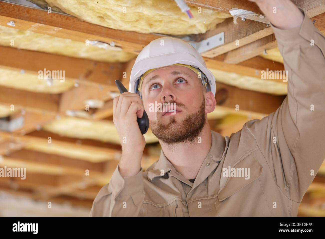 man with a walkie talkie Stock Photo - Alamy