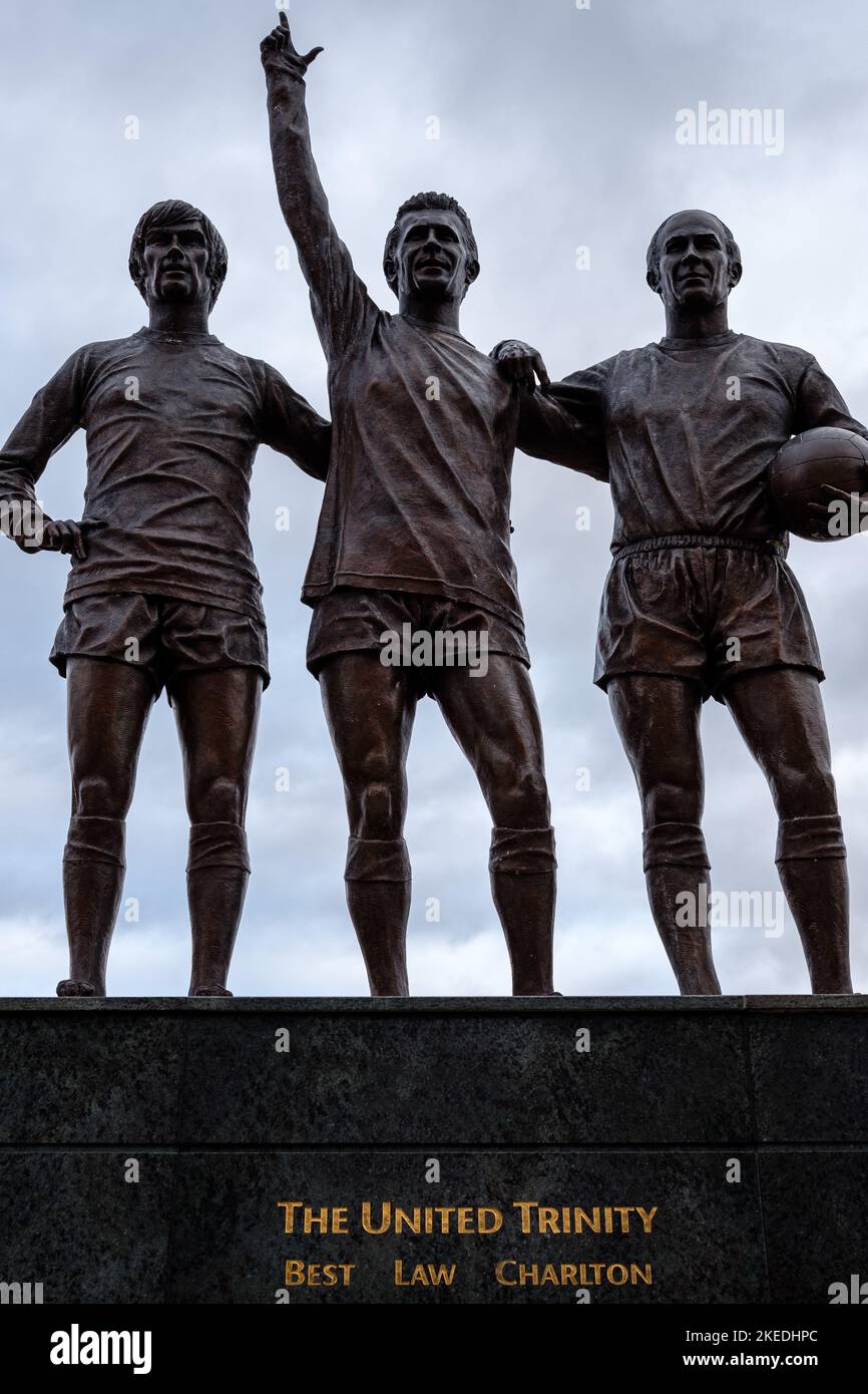 United Trinity Statue in front of Manchester United Football Club ...