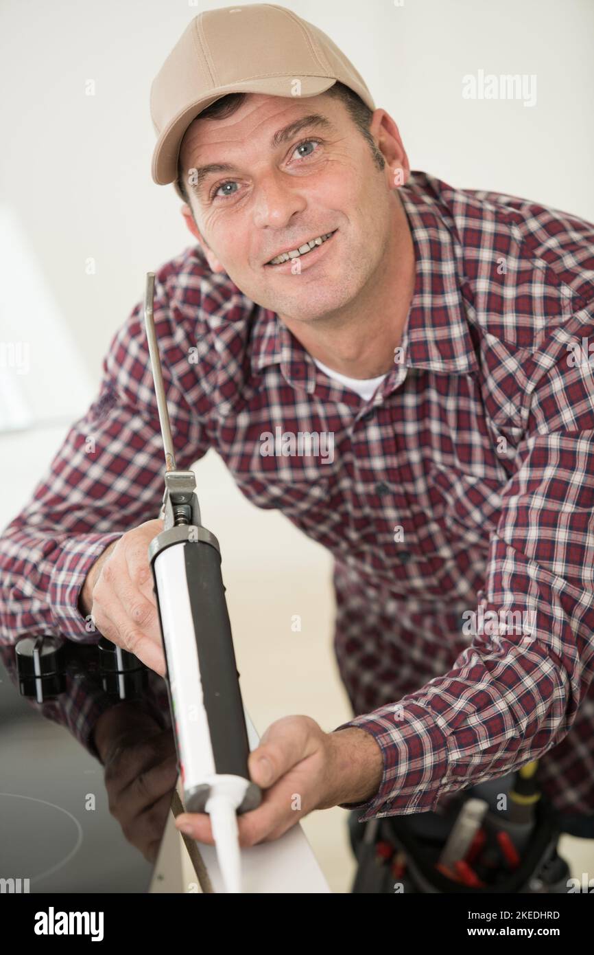 construction worker working on contractor site Stock Photo - Alamy