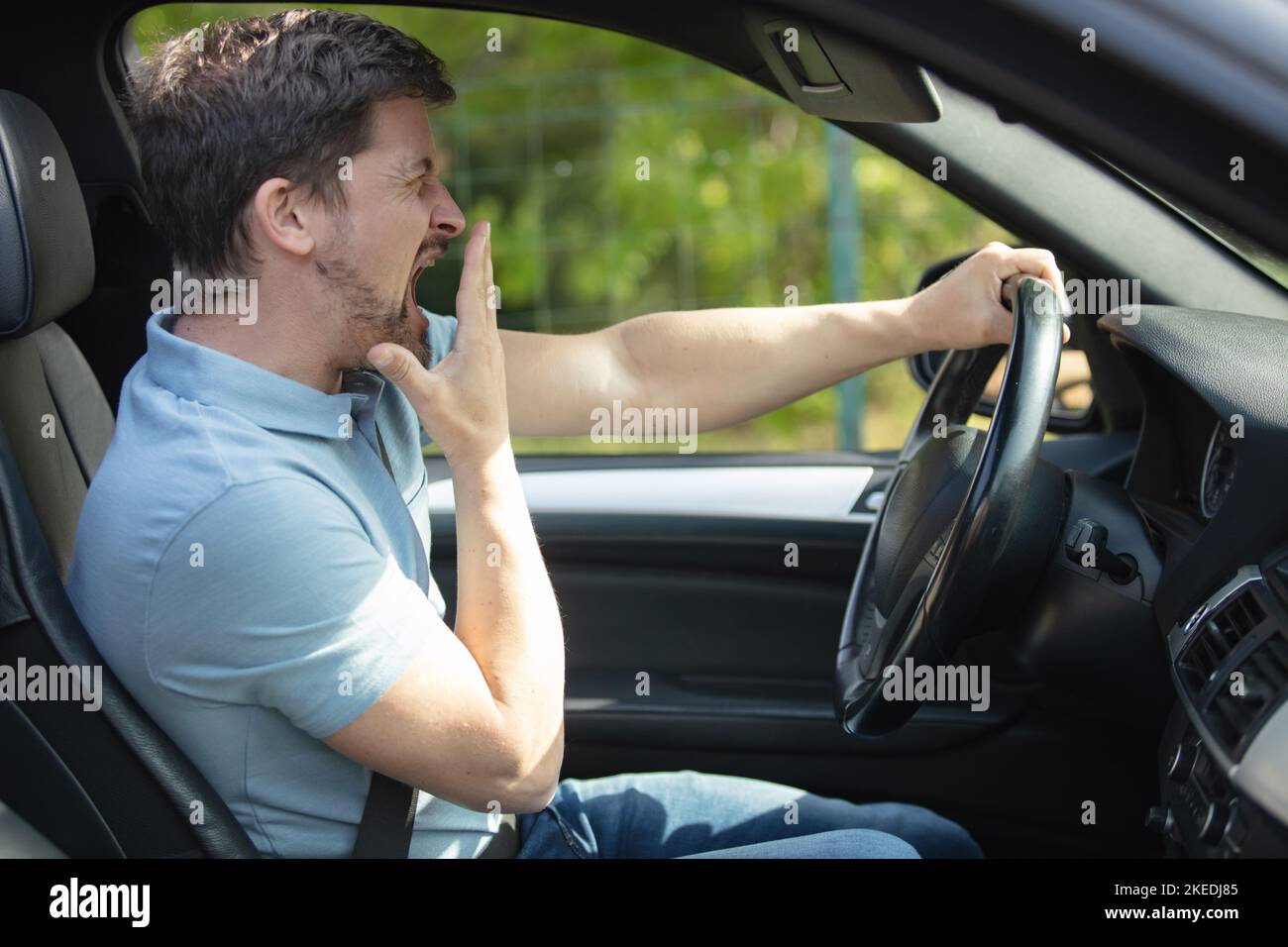 closeup portrait tired young funny yawning Stock Photo - Alamy