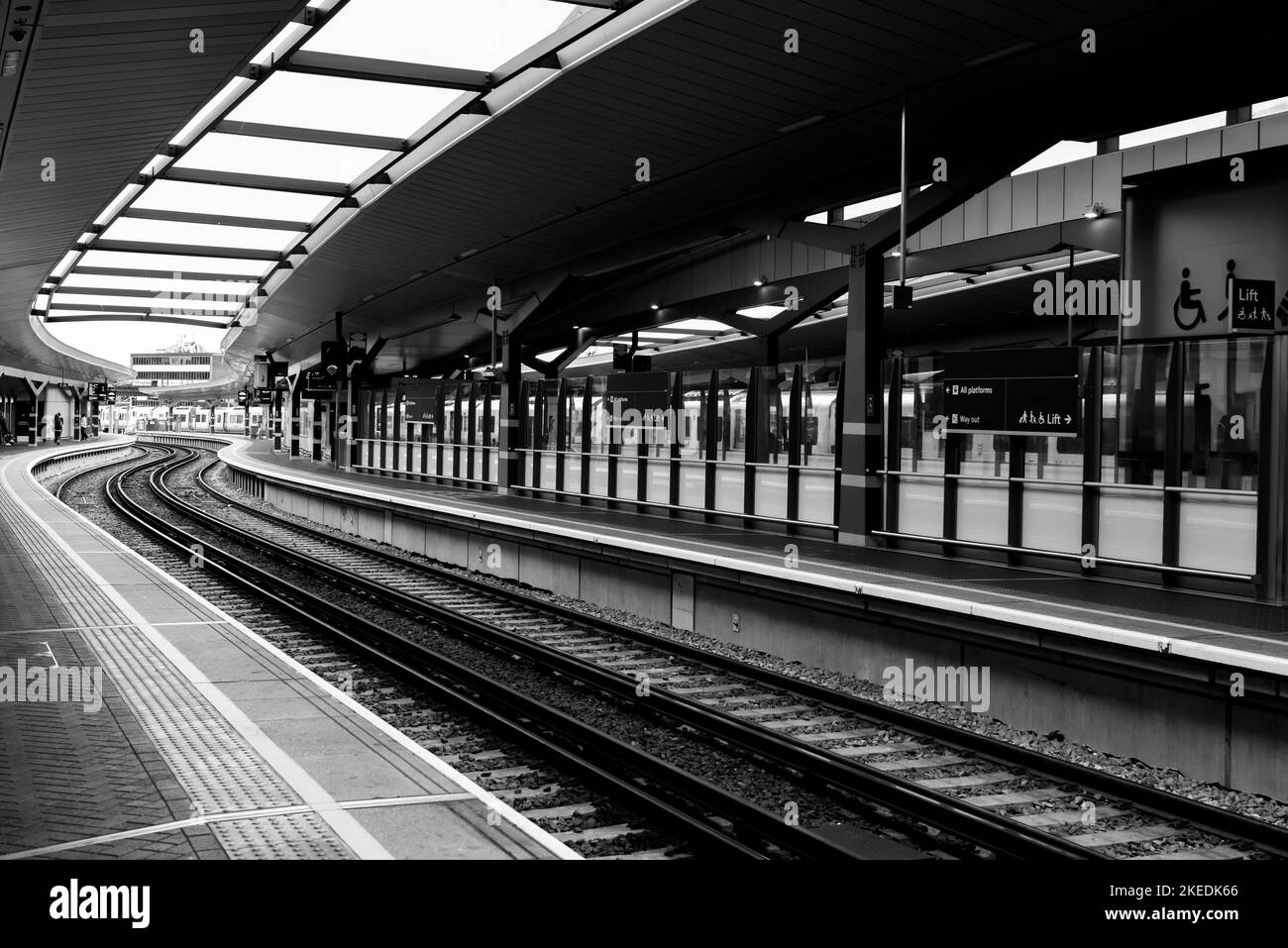 Train station with railway line stretching into the distance Stock ...