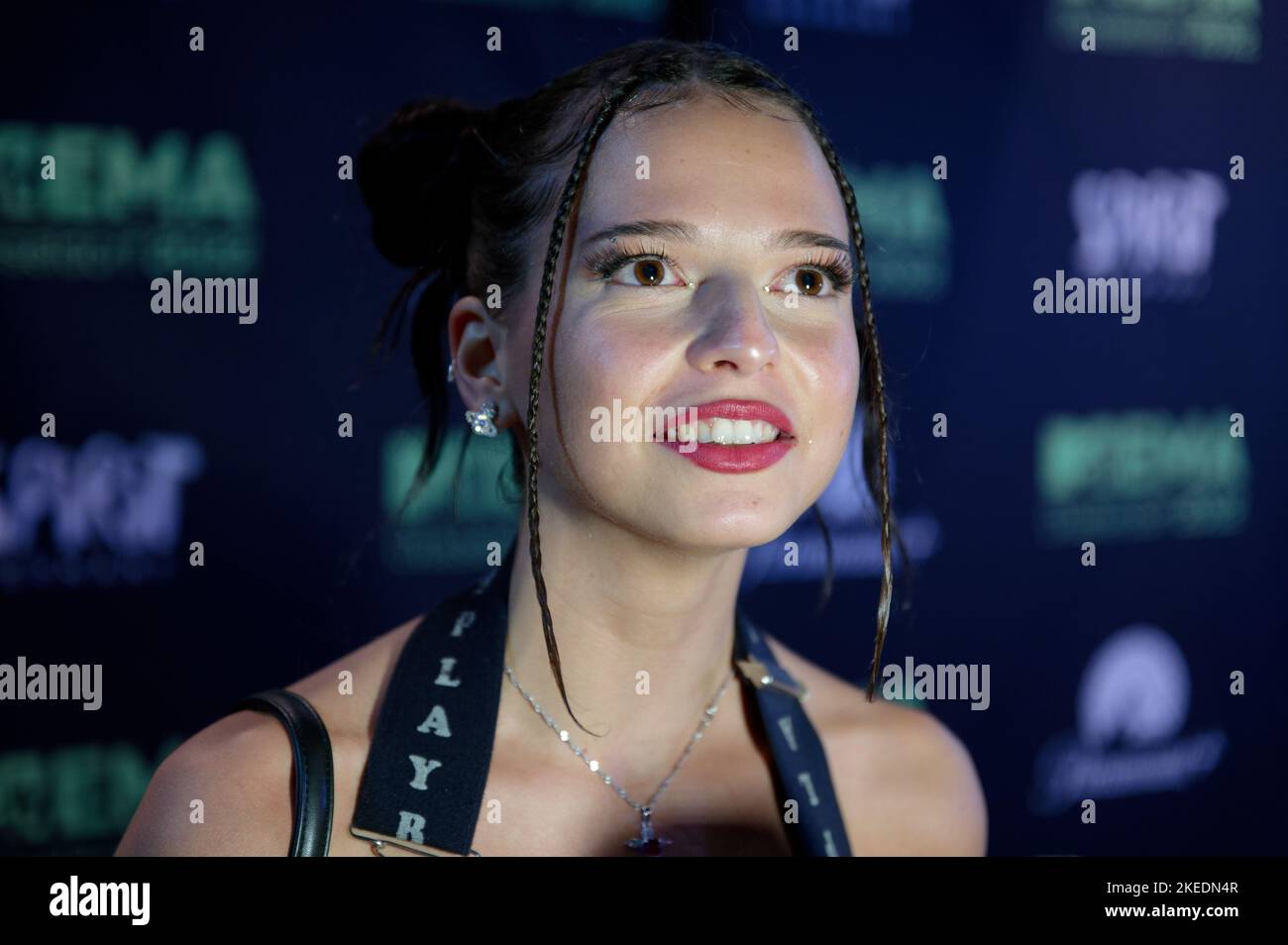 Duesseldorf, Germany. 11th Nov, 2022. Singer Nina Chuba arrives at the ...