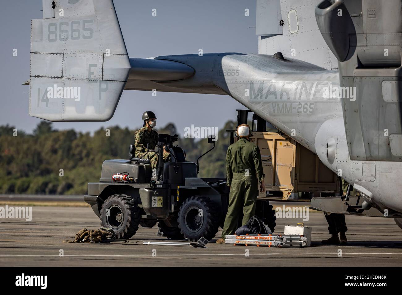 A U.S. Marines with Marine Medium Tiltrotor Squadron (VMM) 265 and ...