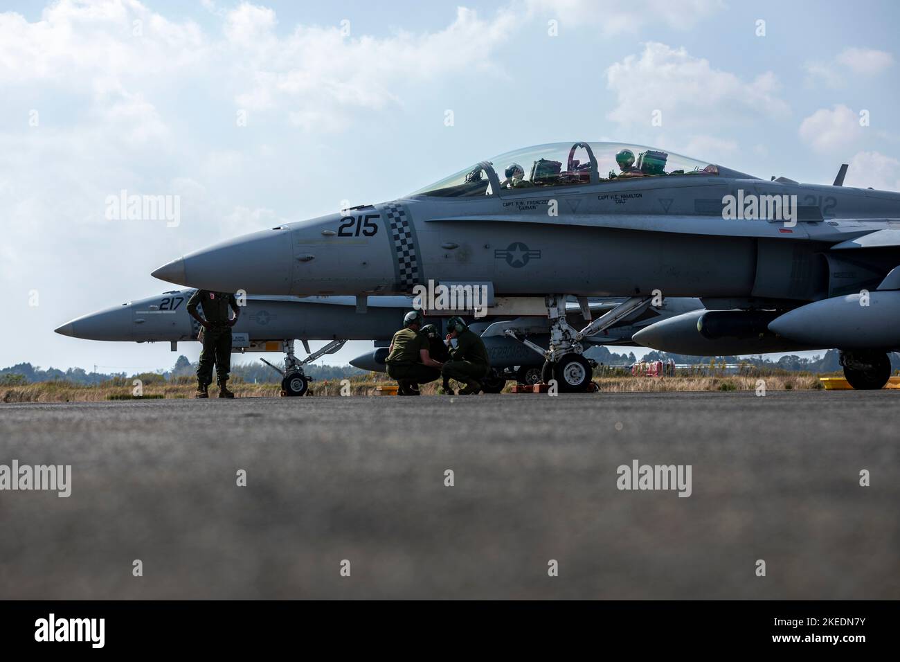 U.S. Marines with Marine Fighter Attack Squadron 312 prepare F/A-18D ...