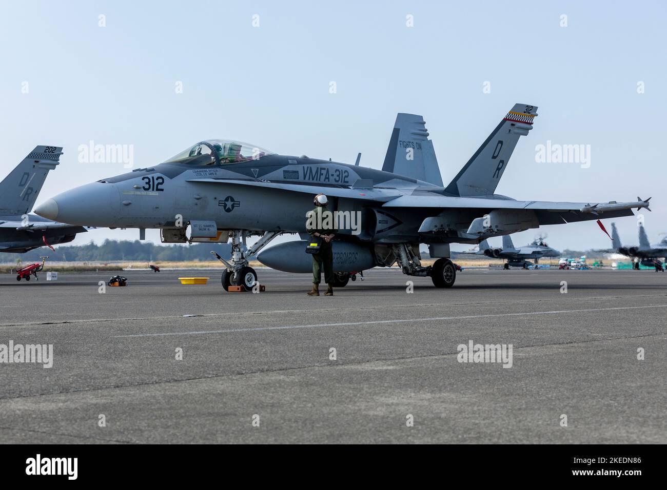 U.S. Marines with Marine Fighter Attack Squadron (VMFA) 312 conduct pre ...