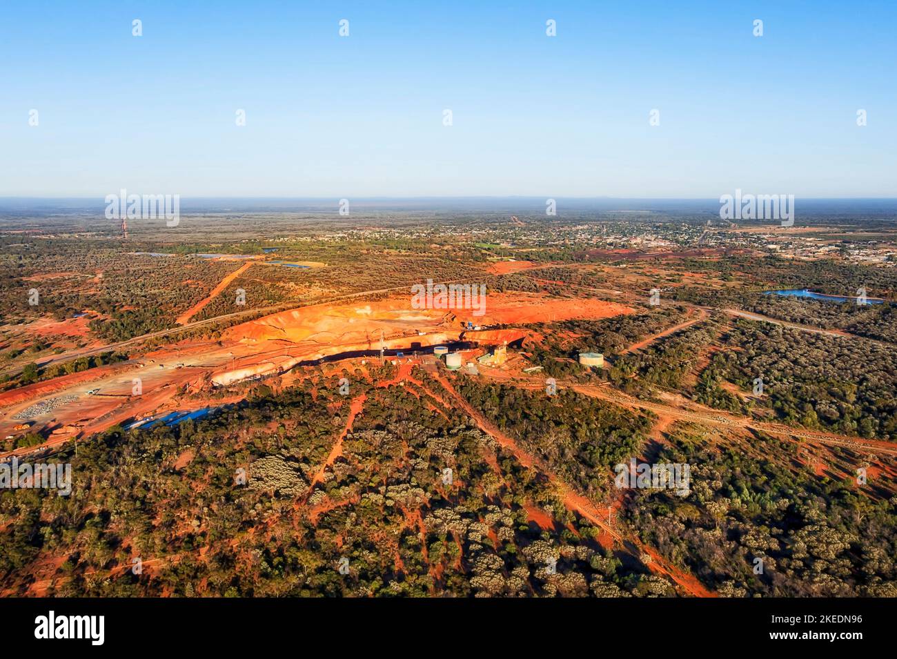 Deep excavated open pit copper mine in Cobar town of Australian NSW Far ...