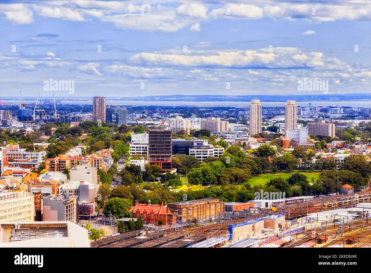 Central train station and distant Botany bay and international airport ...
