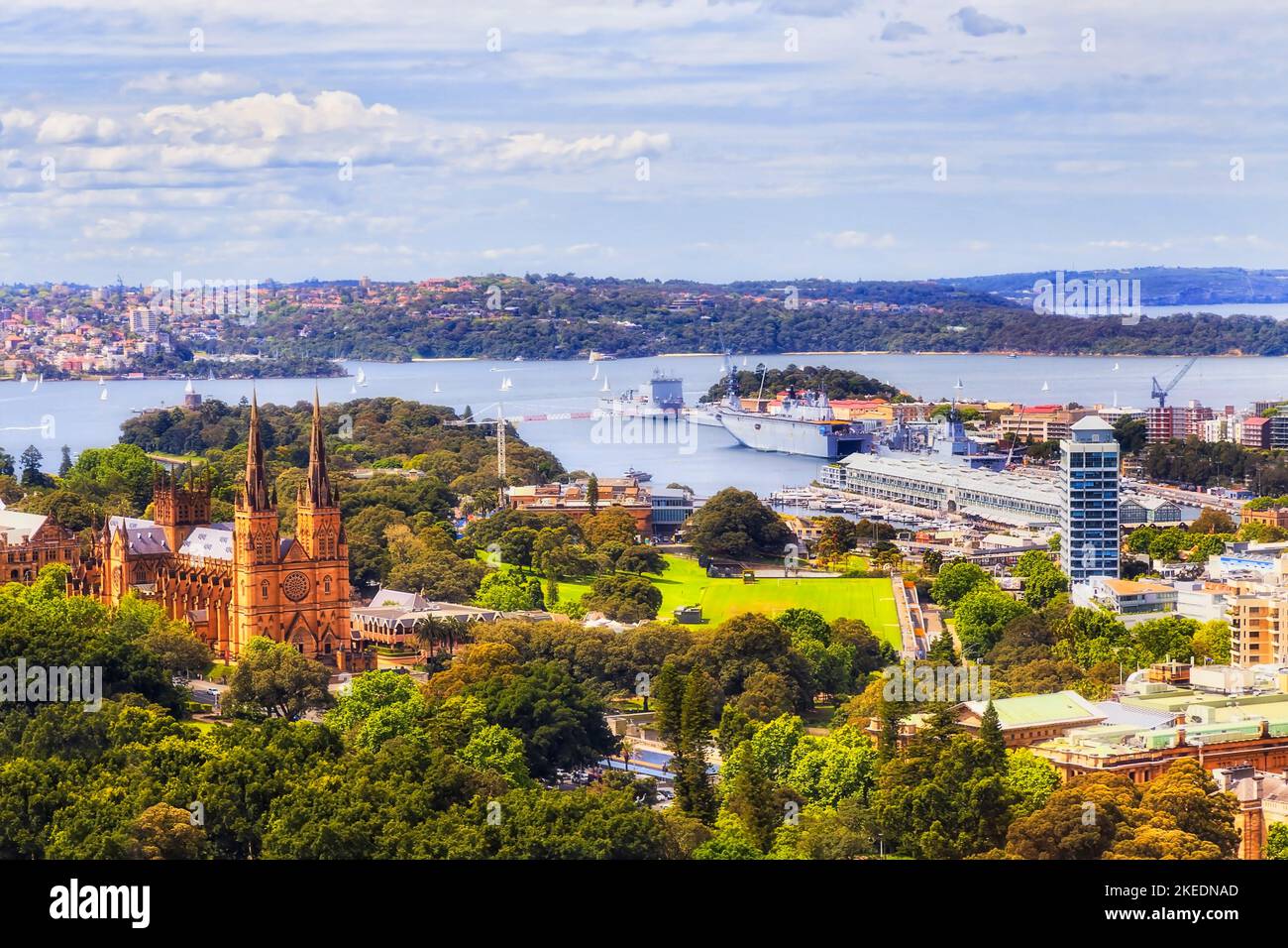 Green hyde park and domain downtown suburbs in Sydney city from ...