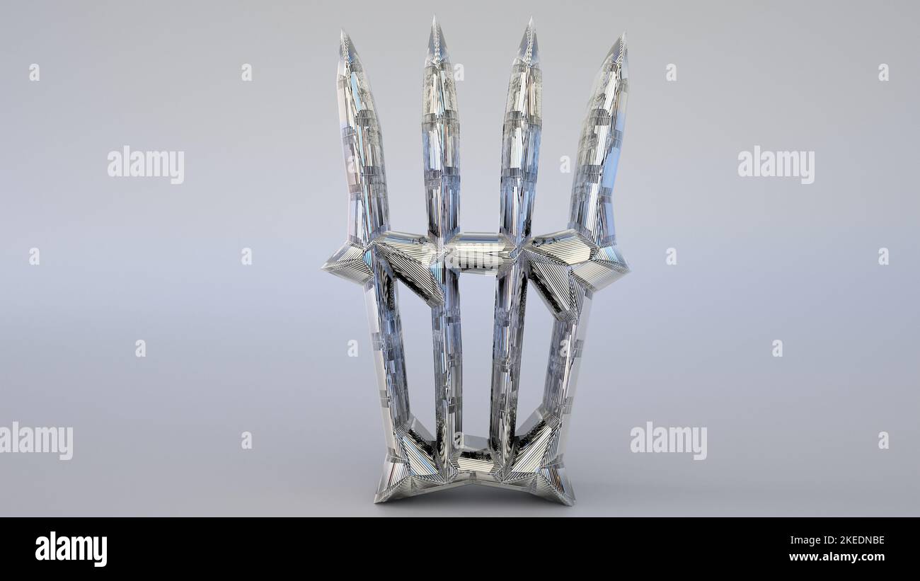 A highly reflective 3D Illustration of an object-artefact-art piece ...