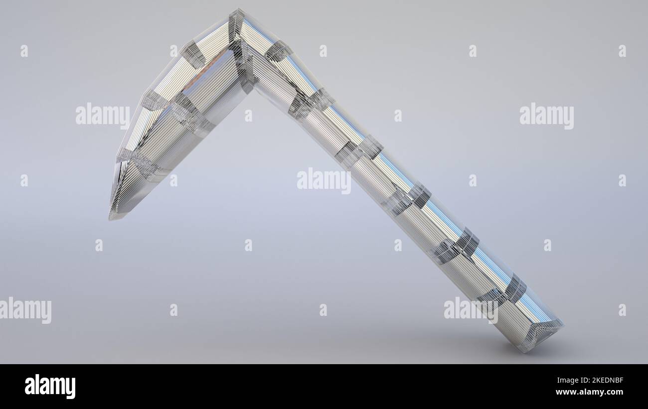 A highly reflective 3D Illustration of an object-artefact-art piece ...