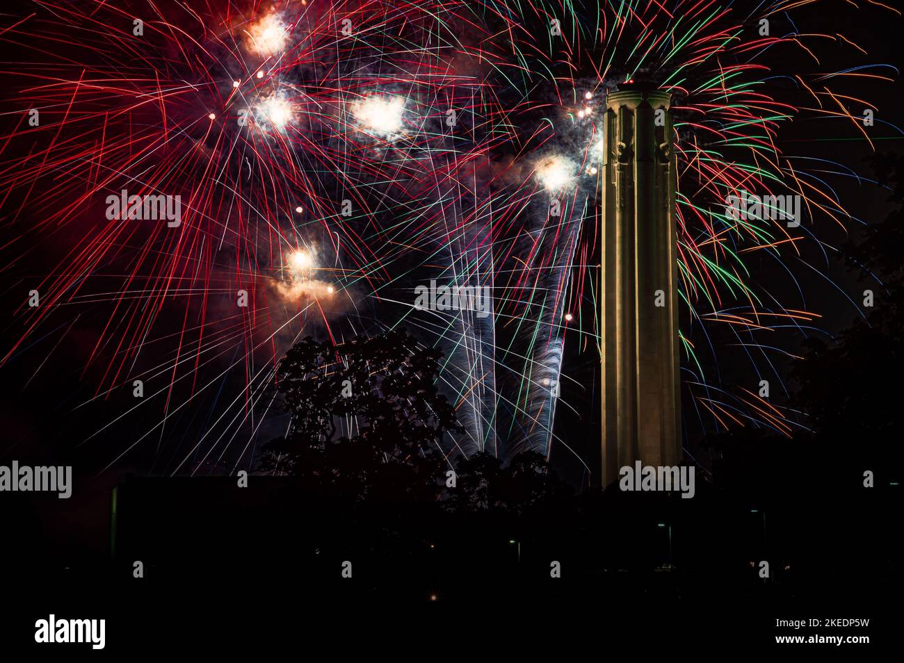 The fireworks over the National WWI Memorial, Liberty Memorial Stock ...