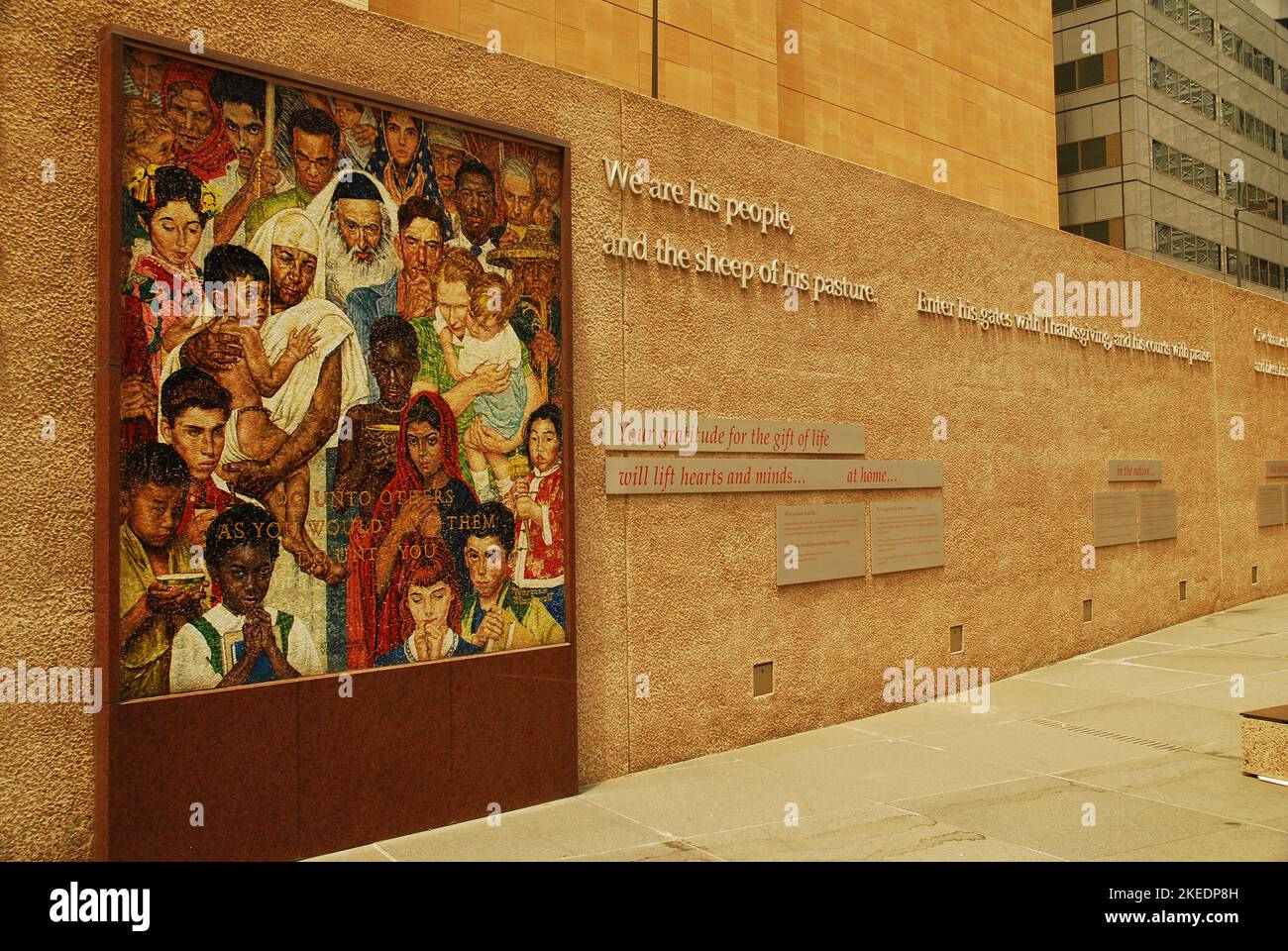 A Mural depicting strength in diversity hangs at the entrance to Thanks ...